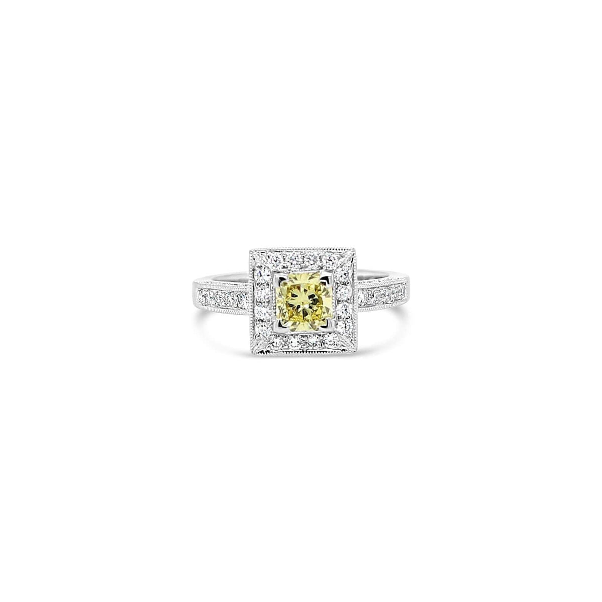 Sunshine Halo Yellow Diamond Ring